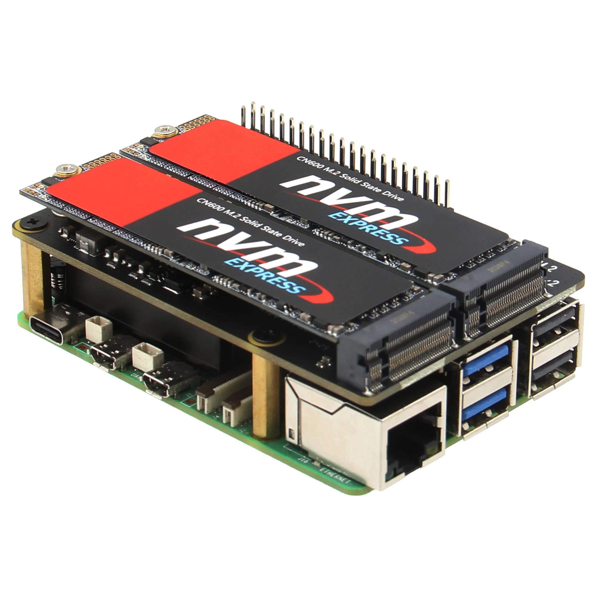 Custom X1004 Dual 2280 NVMe SSD shield for Pi 5 – Lonten Tech